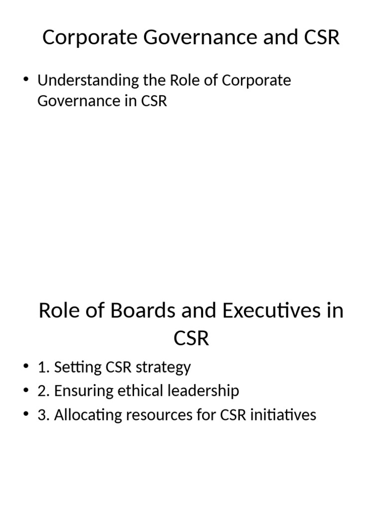 Corporate Governance and CSR | PDF