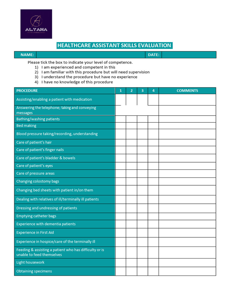 Skill Evaluation Form | PDF