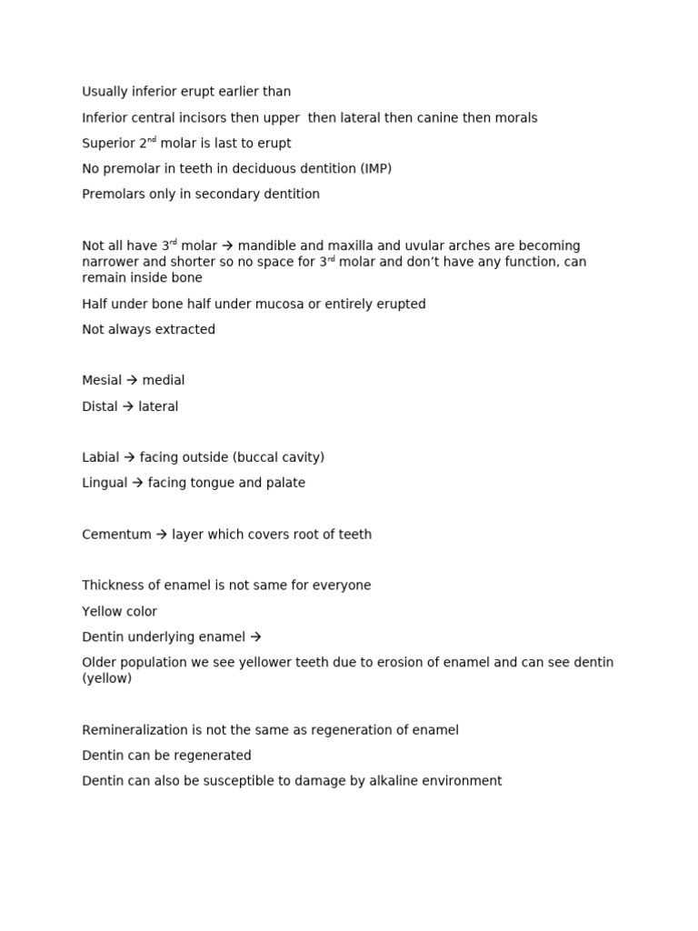 Anatomy of Teeth Lecture Notes | PDF