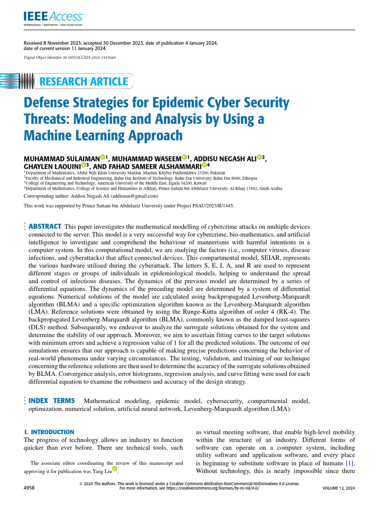 Defense Strategies For Epidemic Cyber Security Threats Modeling and Analysis by Using A Machine ...