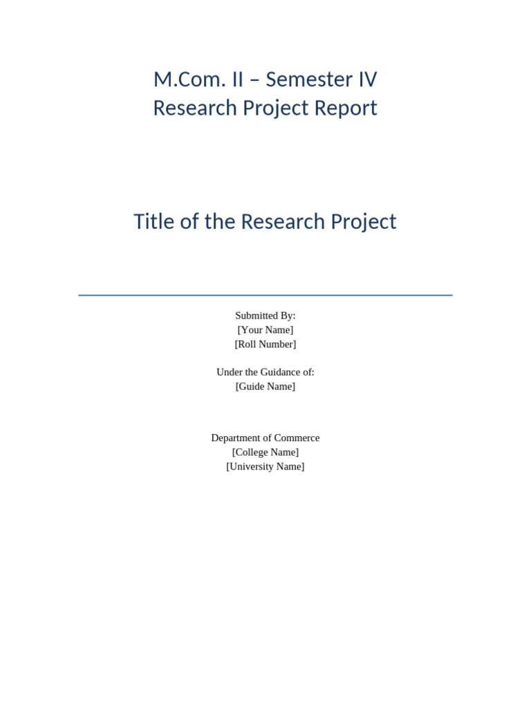 MCom Research Project Template | PDF