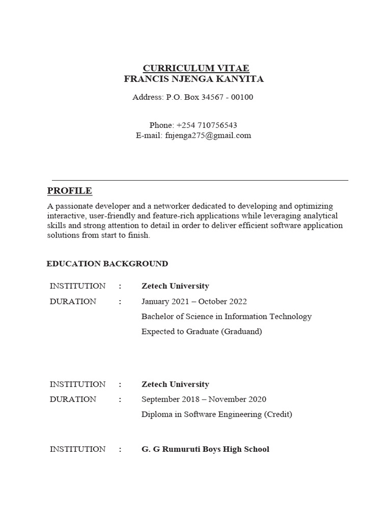FRANCIS _KANYITA_CV UPDATED | PDF | Software | Computer Network
