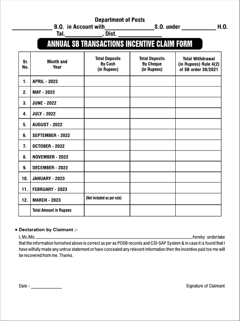 Annual SB Transactions Claim Form | PDF