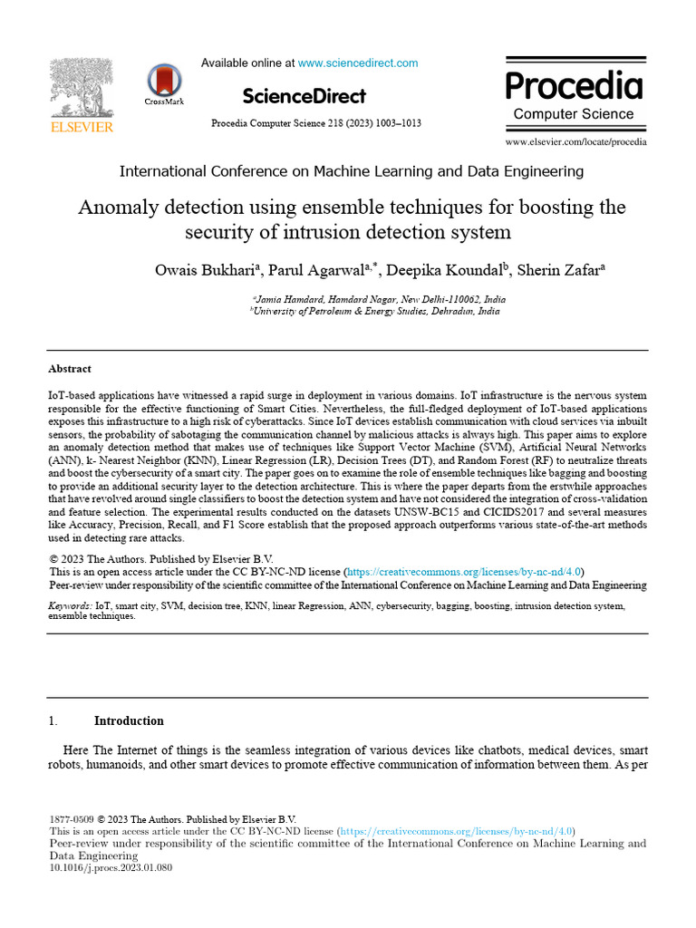 Anomaly Detection Using Ensemble Techniques For Boosting - 2023 - Procedia Compu | PDF | Support ...