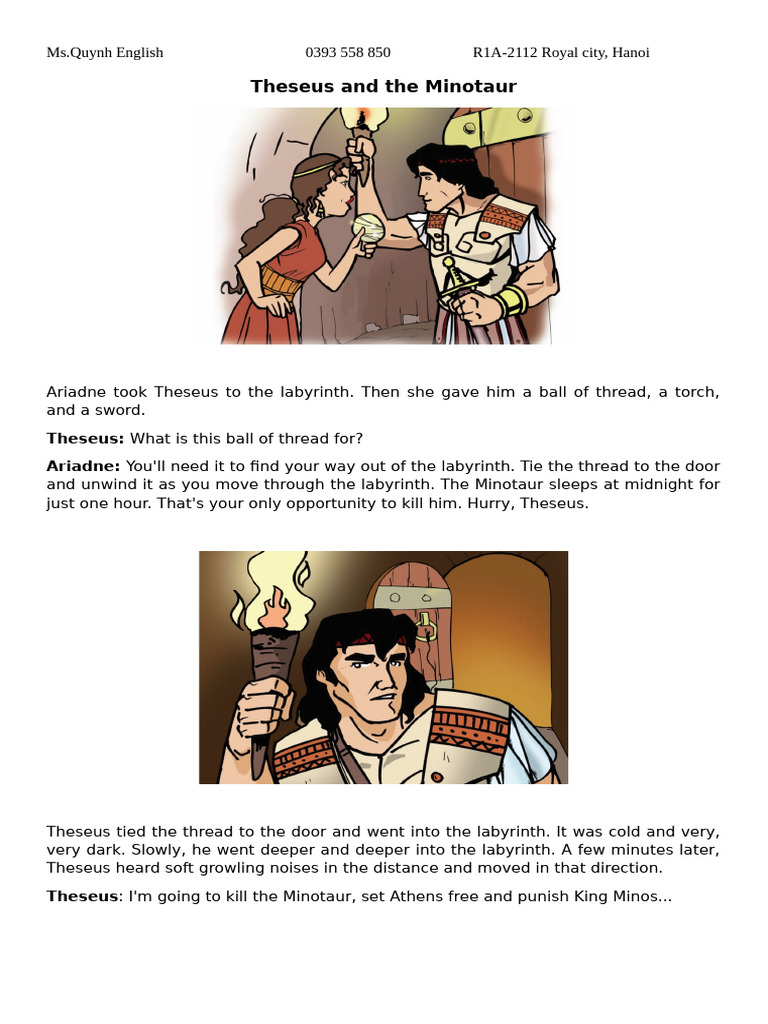 Theseus and the Minotaur Story | PDF