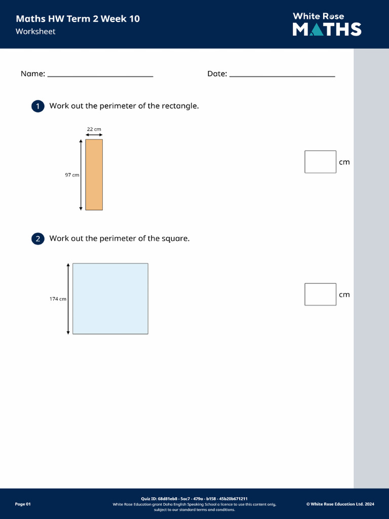 Maths HW Term 2 Week 10 | PDF