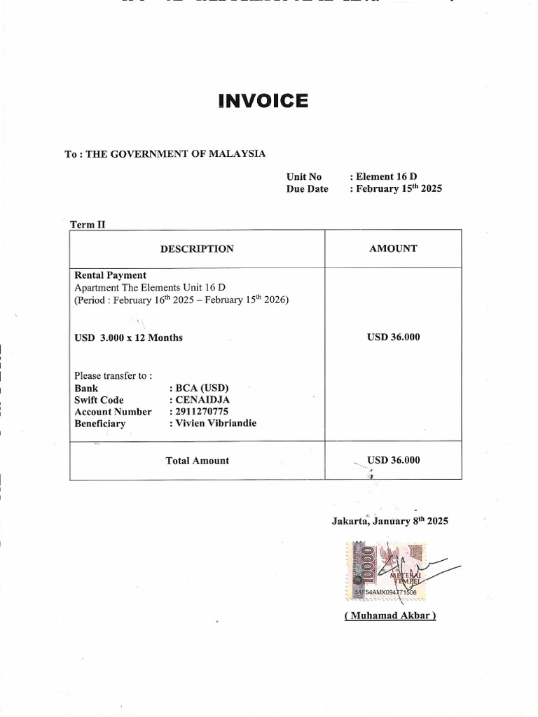 Invoice Term 2 - Element 16 D | PDF