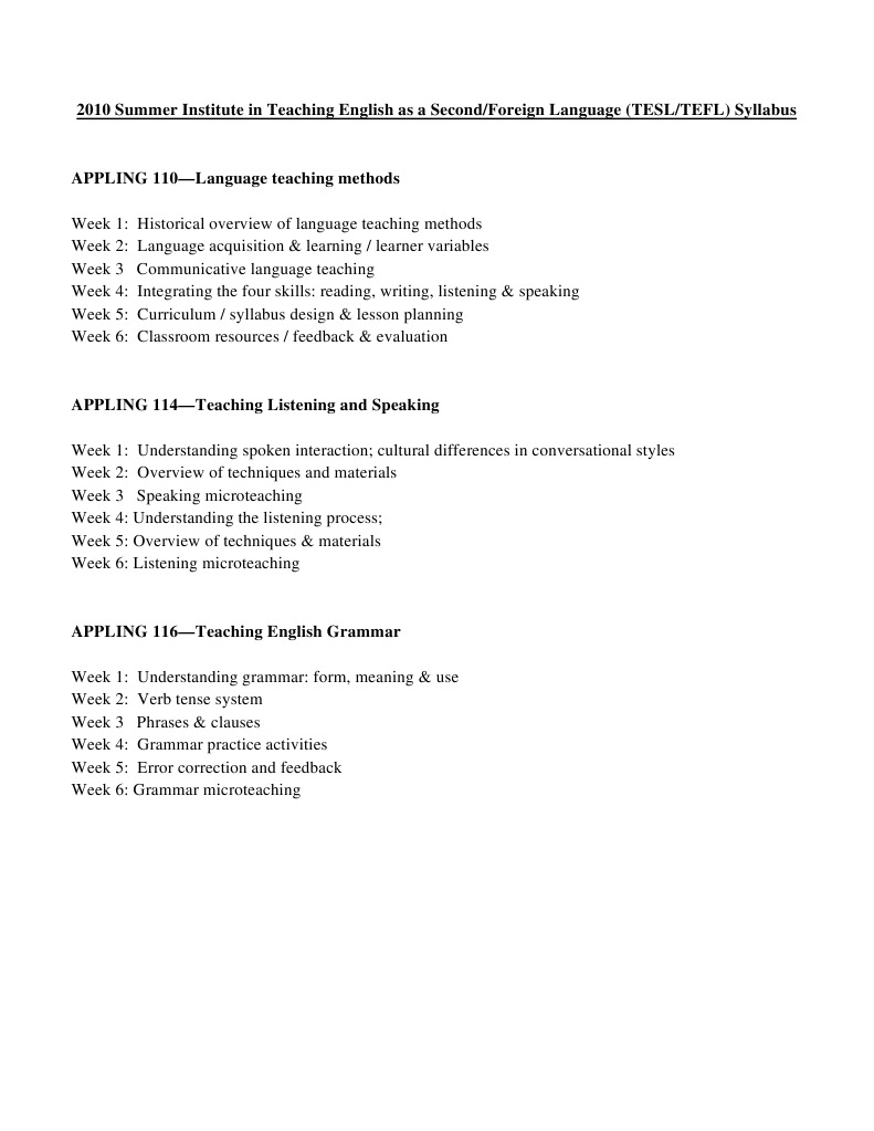 10 Tesl - Tefl Syllabus | PDF