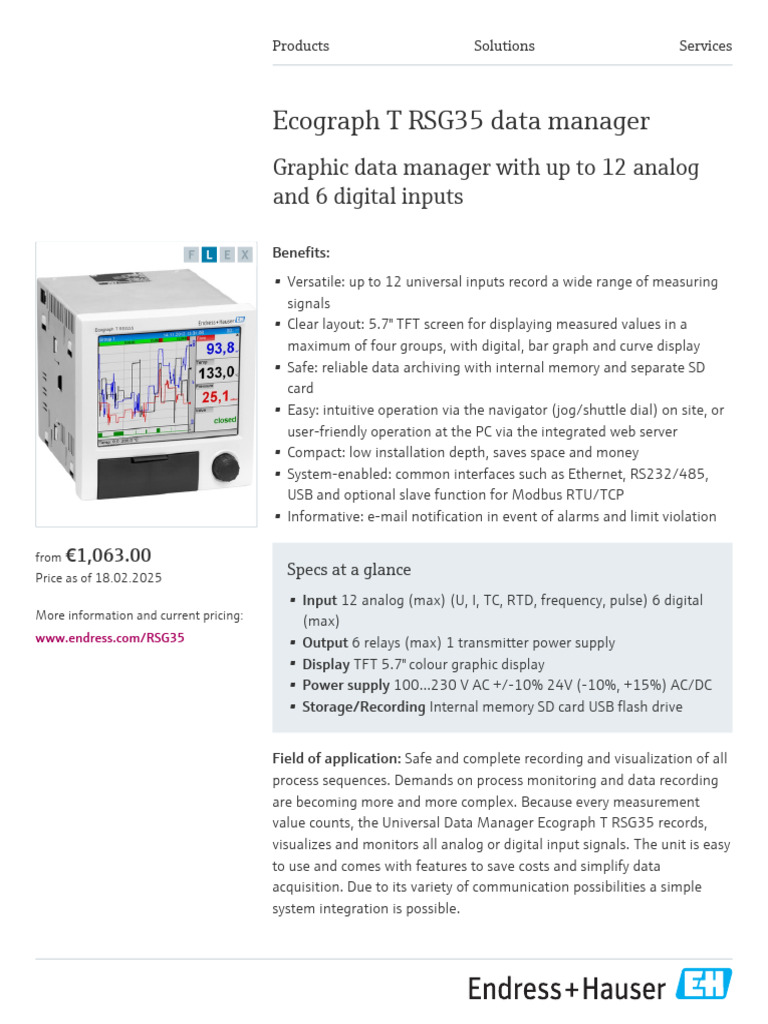 Endress-Hauser Ecograph T RSG35 en | PDF | Usb | Power Supply