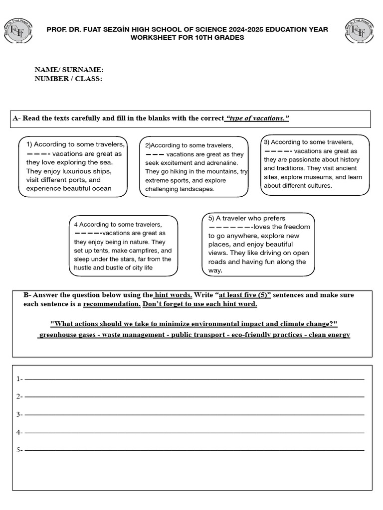 Worksheet For 1st Exam | PDF | Earth Sciences