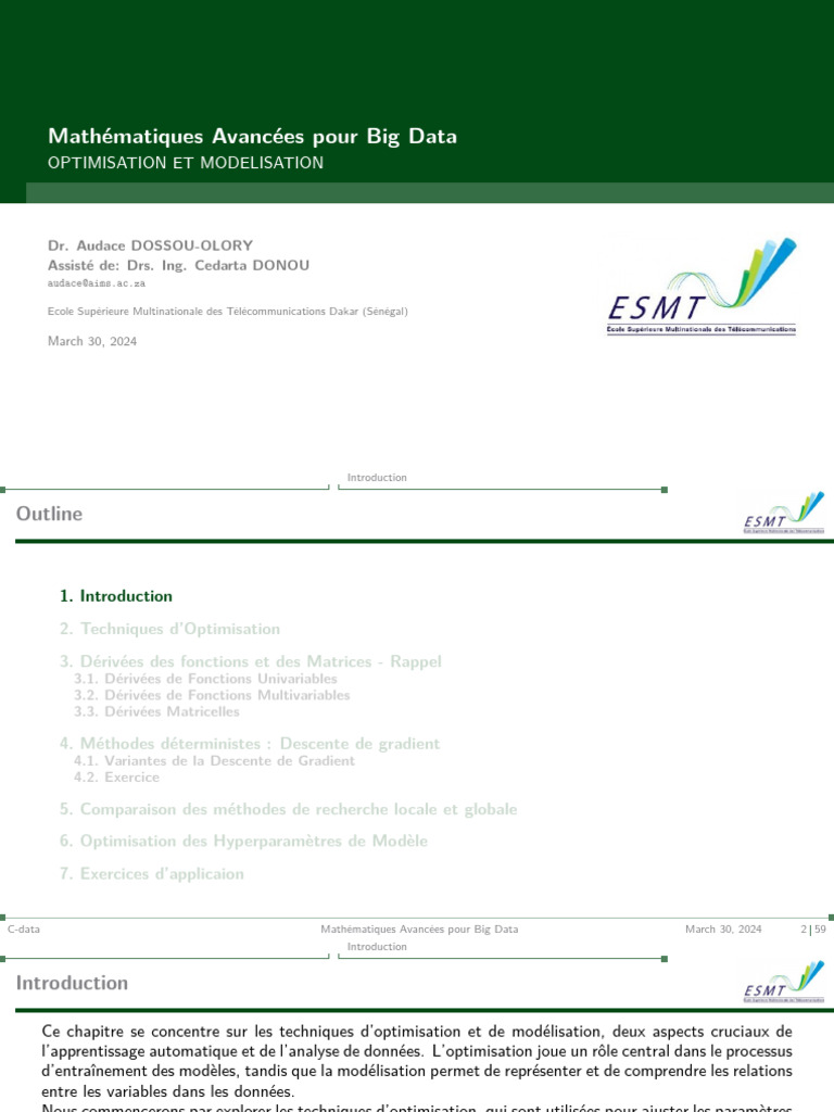 Optimisation et Modélisation Big Data | PDF | Optimisation mathématique ...