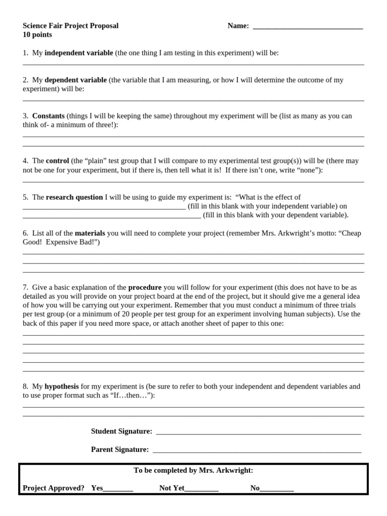 2024 Science Fair Project Proposal | PDF | Experiment | Scientific Method