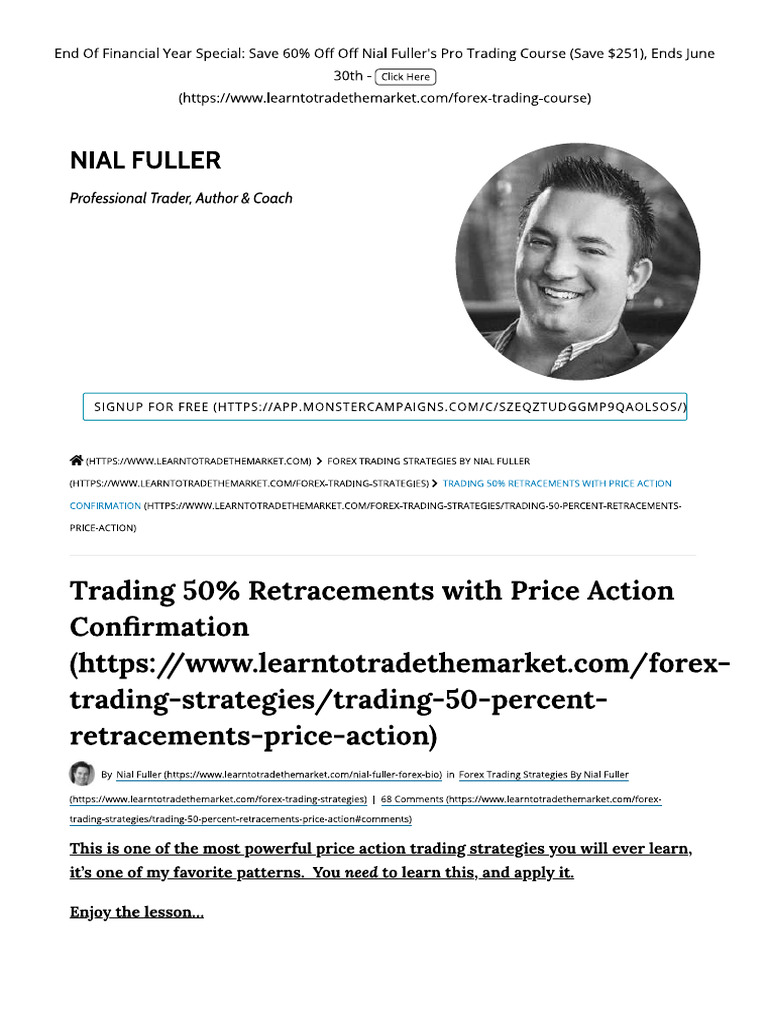 Trading 50% Retracements With Price Act... Nfirmation Learn To Trade ...