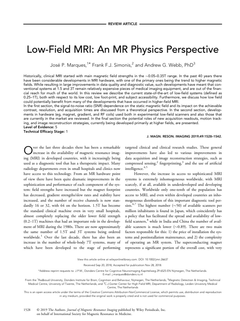 LowFieldMRI - AnMRPhysicsPerspectiveJMRI 49 1528 | PDF | Magnetic ...