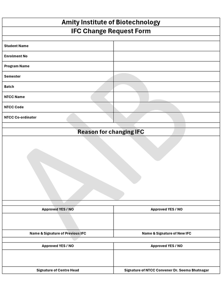 IFC Change Request Form | PDF