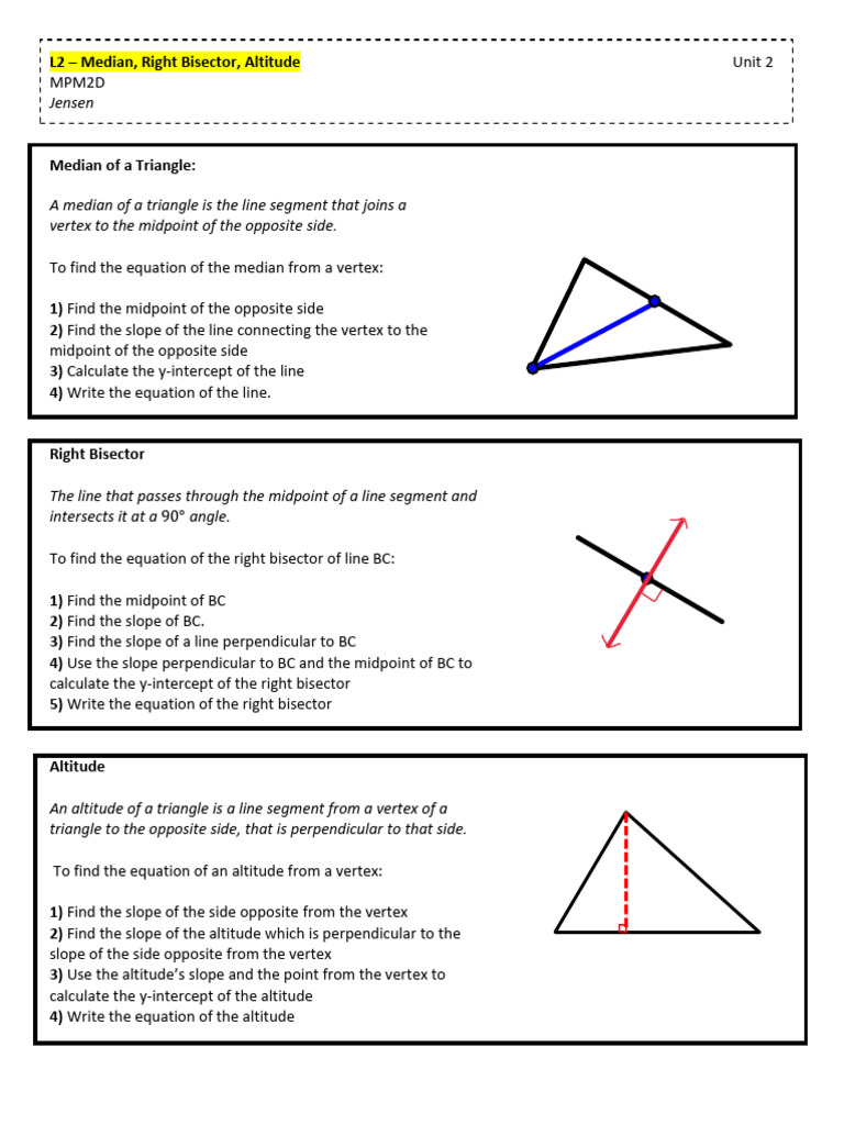 Triangle Medians, Bisectors, Altitudes | PDF | Triangle | Perpendicular
