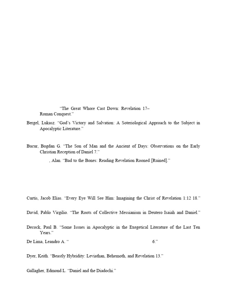 Selected Bibliography Apocalyptic Writings | PDF | Book Of Revelation ...
