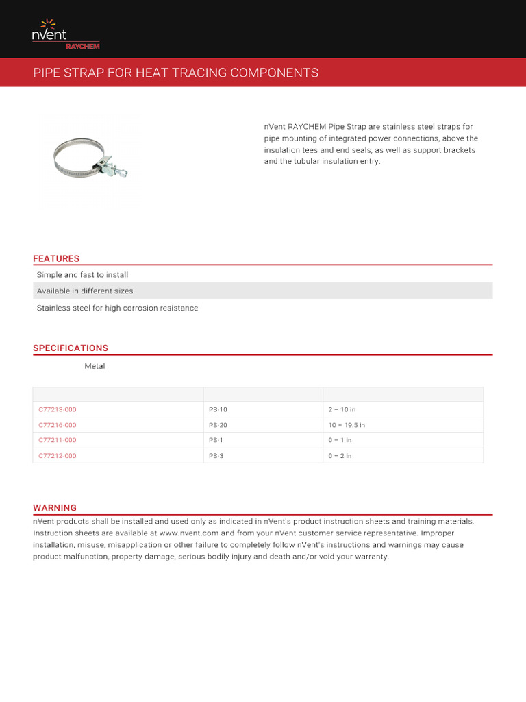 nVent RAYCHEM Pipe Strap for Heat Tracing Components | PDF | Pipe ...