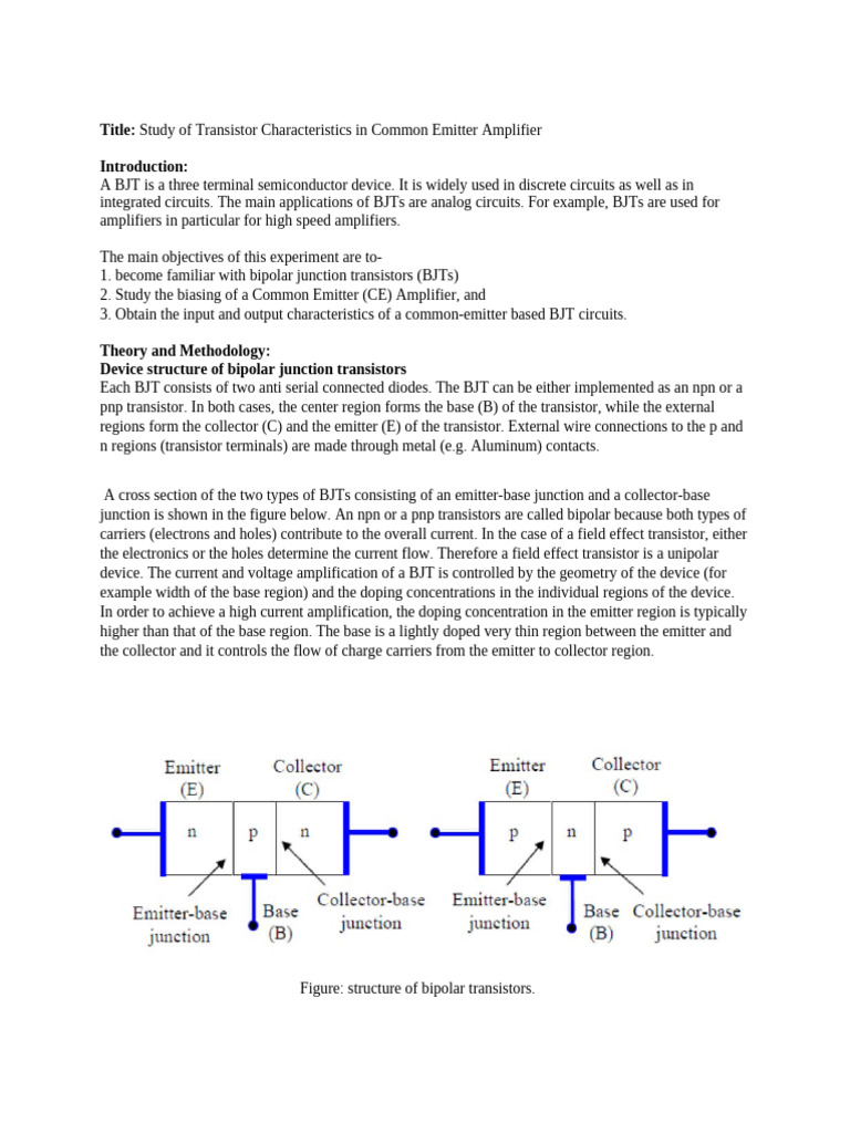 DEVICE LAB EXP 05 (Study of Transistor Characteristics in Common Emitter Amplifier) - ACS | PDF ...