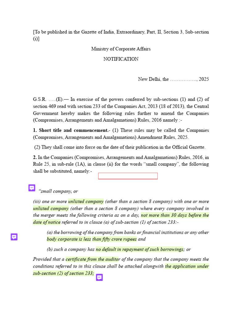 MCA - Public Notice - Merger and Amalgamations | PDF | Justice | Crime & Violence