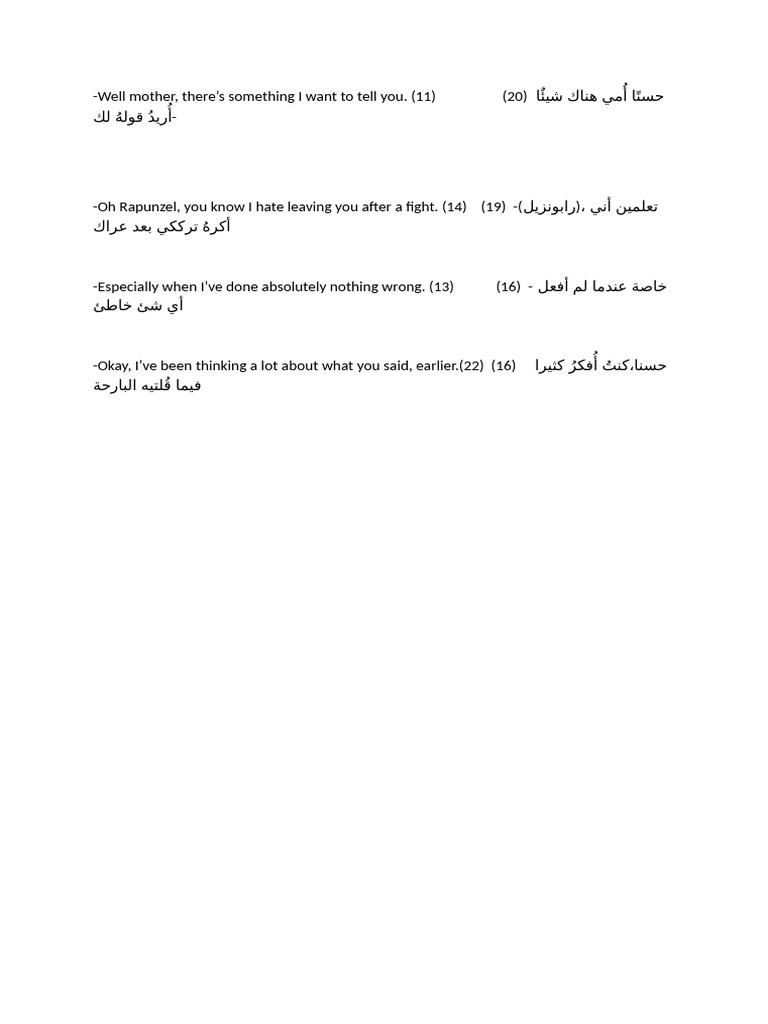 Hanya Selim Arabic Rapunzel Translation | PDF