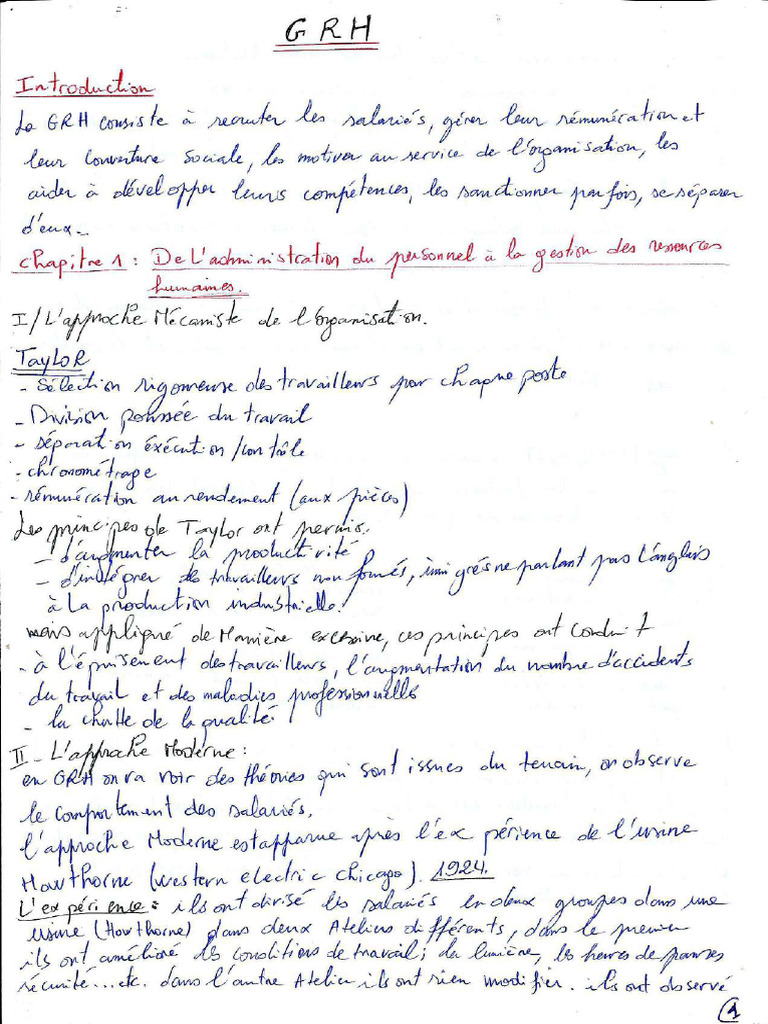 Prise de note GRH tijani | PDF