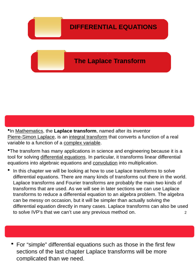 Math207 - Chapter 9.1-9.2-9.3 Laplace Transform | PDF | Laplace Transform | Equations
