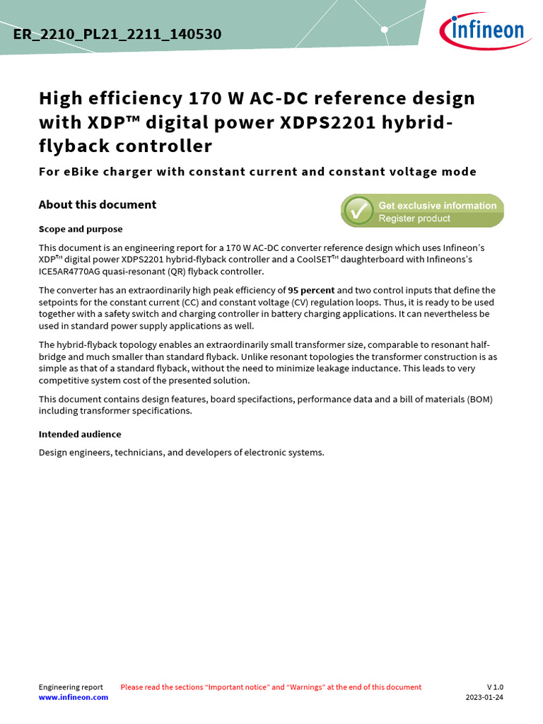 Infineon-XPDS2201 AC DC Reference Design 170W With XDP Digital power ...