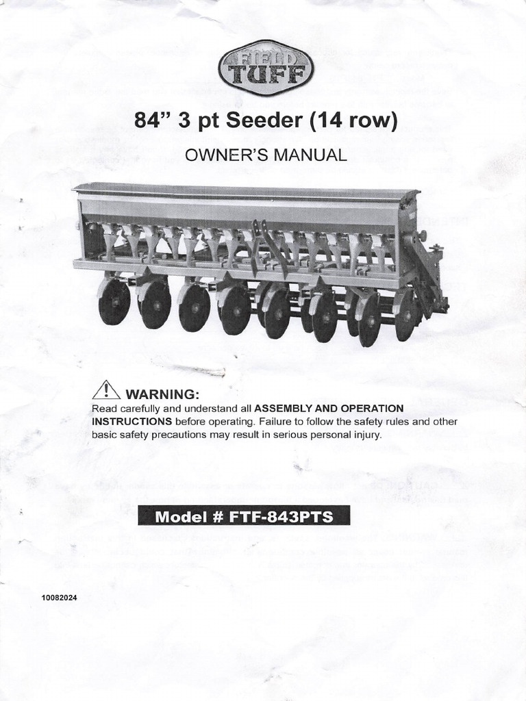 Field Tuff 84" 3 PT Seeder (14 Row) | PDF