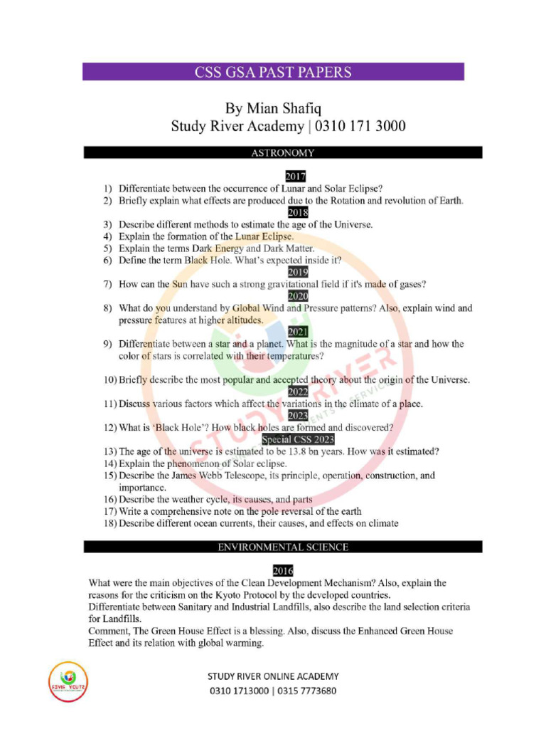 GSA Past Papers | PDF