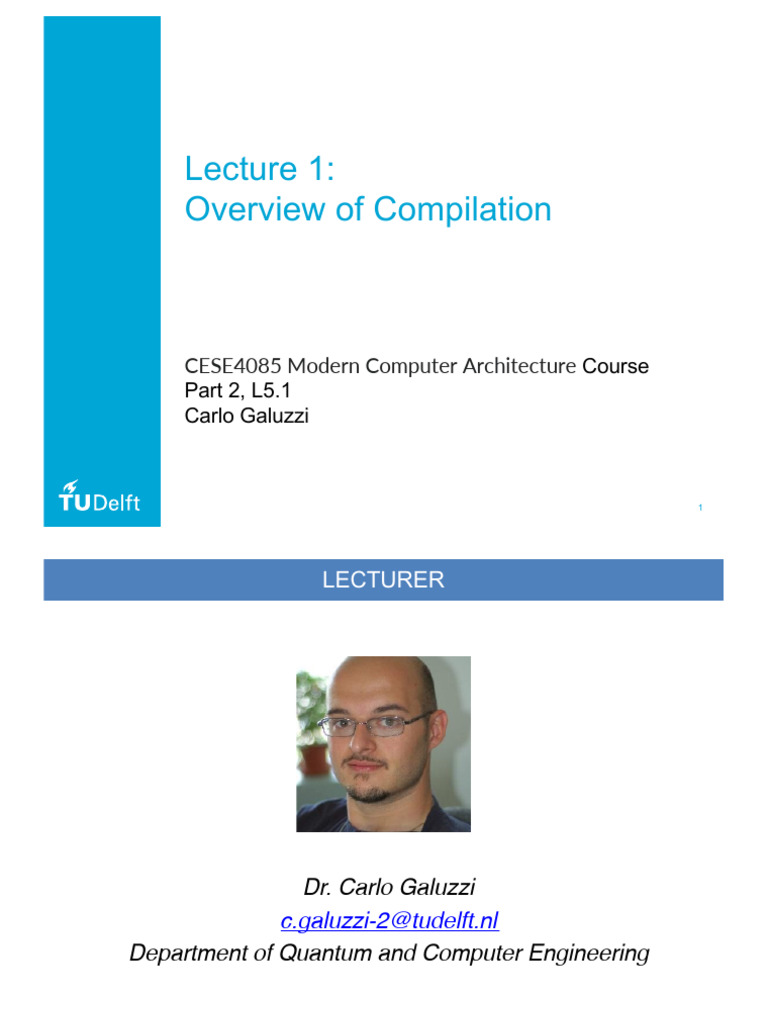 Lecture 5.1 - Overview of Compilation | PDF | Compiler | Computer Programming