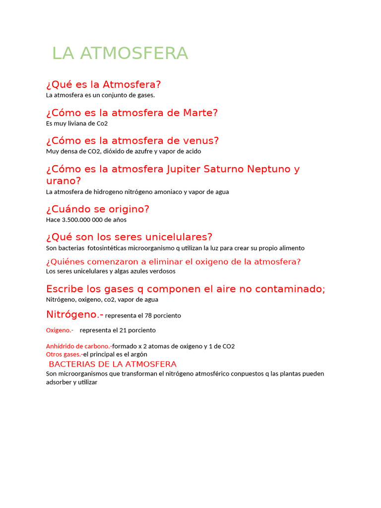 Composición y Función de la Atmósfera | PDF