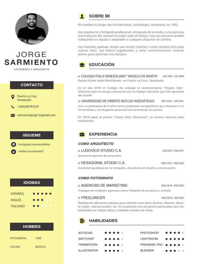 CV Jorge Sarmiento Español | PDF
