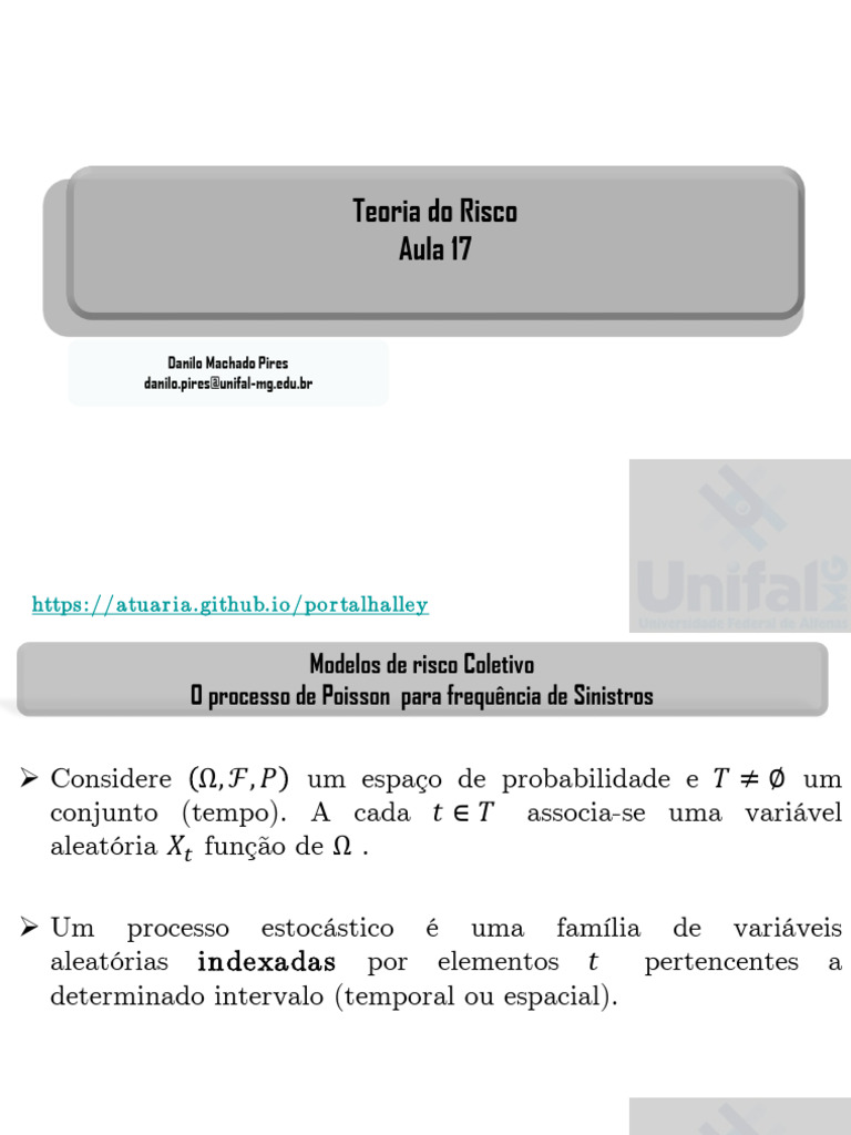 Aula 17 - O Processo de Poisson Atuarial | PDF | Distribuição de ...