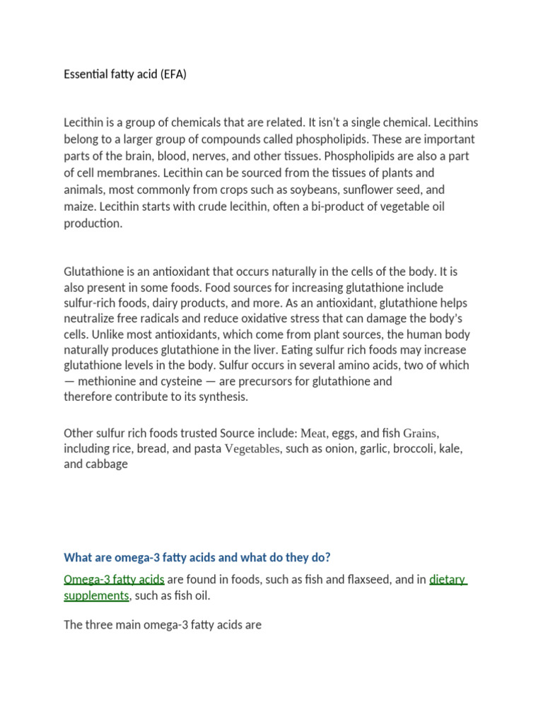 Essential Fatty Acids and Their Sources | PDF | Omega 3 Fatty Acid | Fat