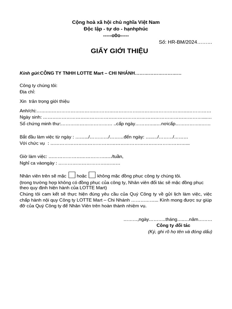 Mau Giay Gioi Thieu - PG | PDF