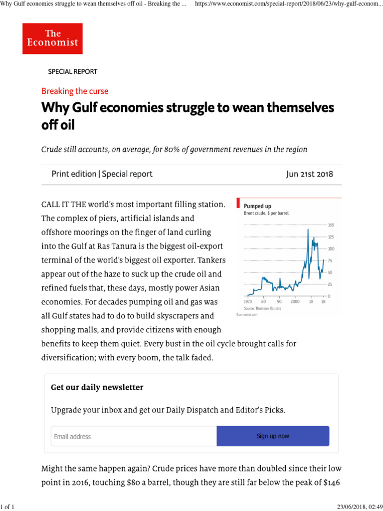 Why Gulf Economies Struggle To Wean Themselves Off Oil - Breaking The Curse | PDF