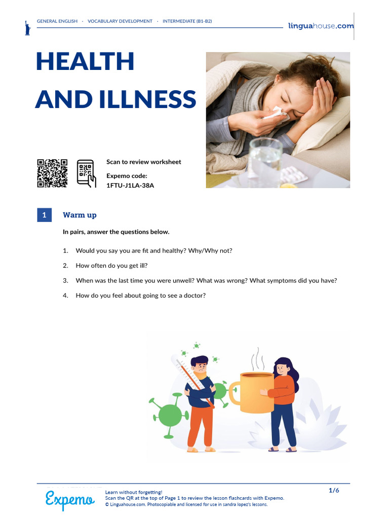 Health and Illness Vocabulary B1-B2 | PDF | Vocabulary | Diseases And ...