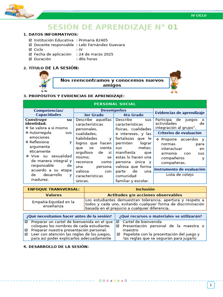 Sesiones de Aprendizaje - EDA I Semana 2 | PDF | Aprendizaje | Evaluación