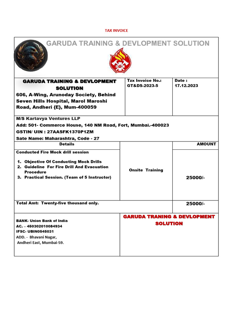 2 Garuda Training - Invoice 15.12.23 | PDF