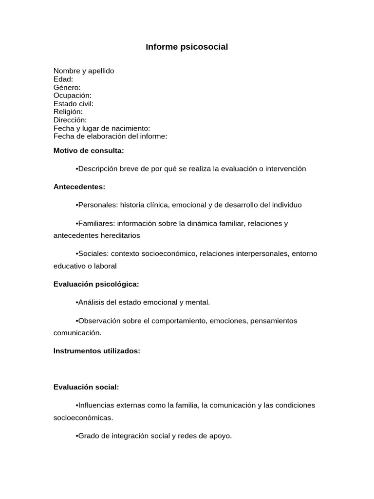 Informe Psicosocial | PDF