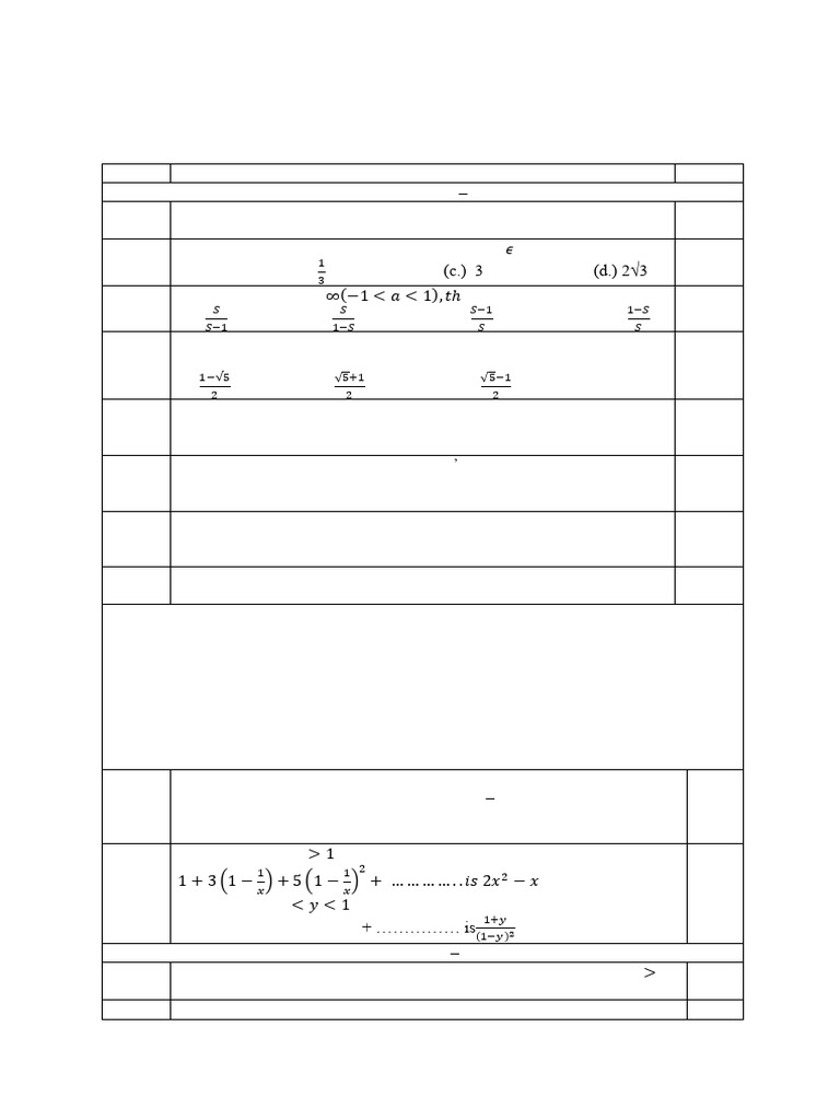 Sequences and Series MCQs and Problems | PDF | Numbers | Arithmetic