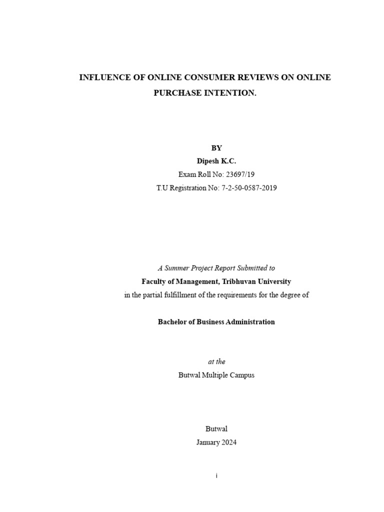 Cover Page of Summer Project | PDF | Dependent And Independent ...