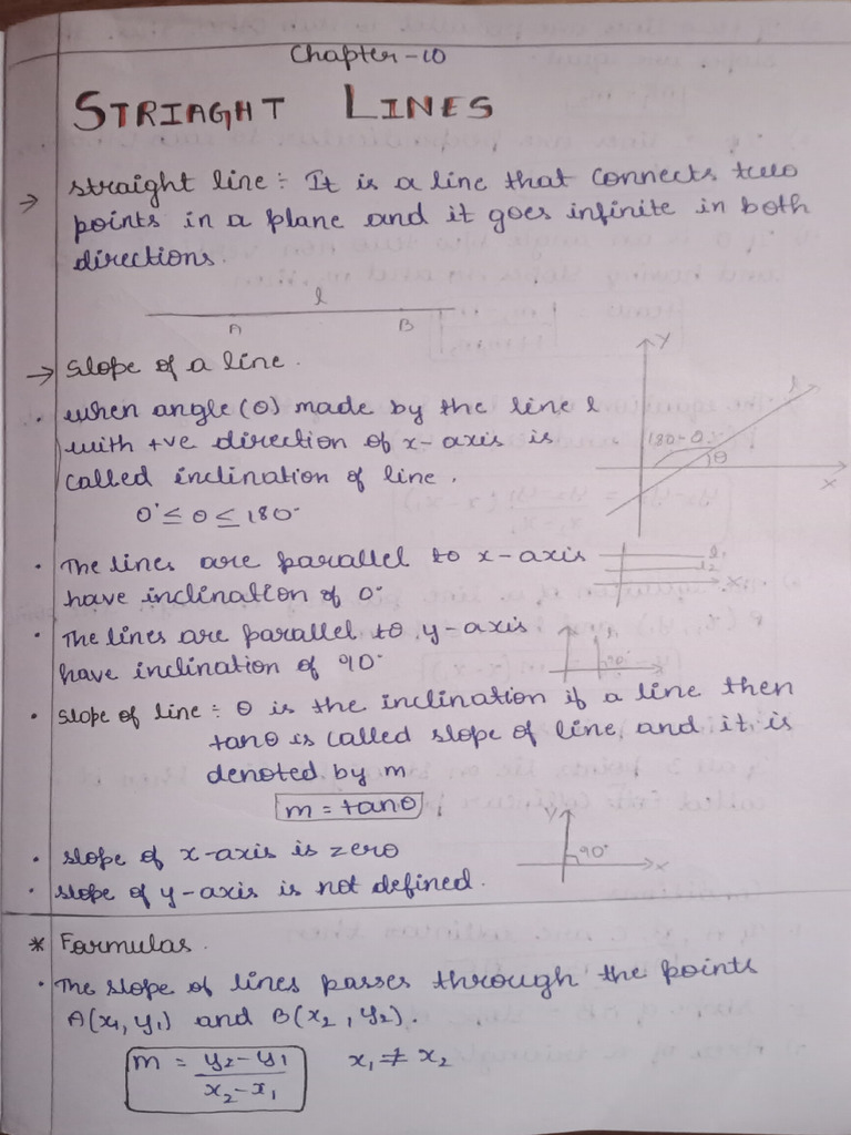 Straight Lines Notes | PDF