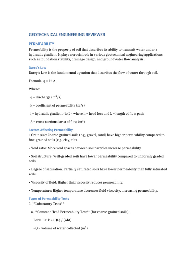 Geotech Reviewer Detailed | PDF | Soil Mechanics | Chemical Engineering