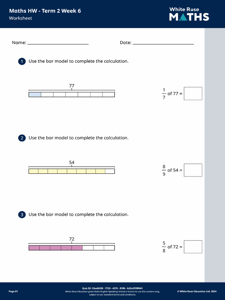 Maths HW - Term 2 Week 6 | PDF