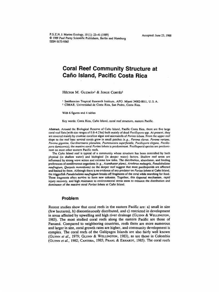 Coral Reef Structure at Caño Island | PDF | Coral | Reef