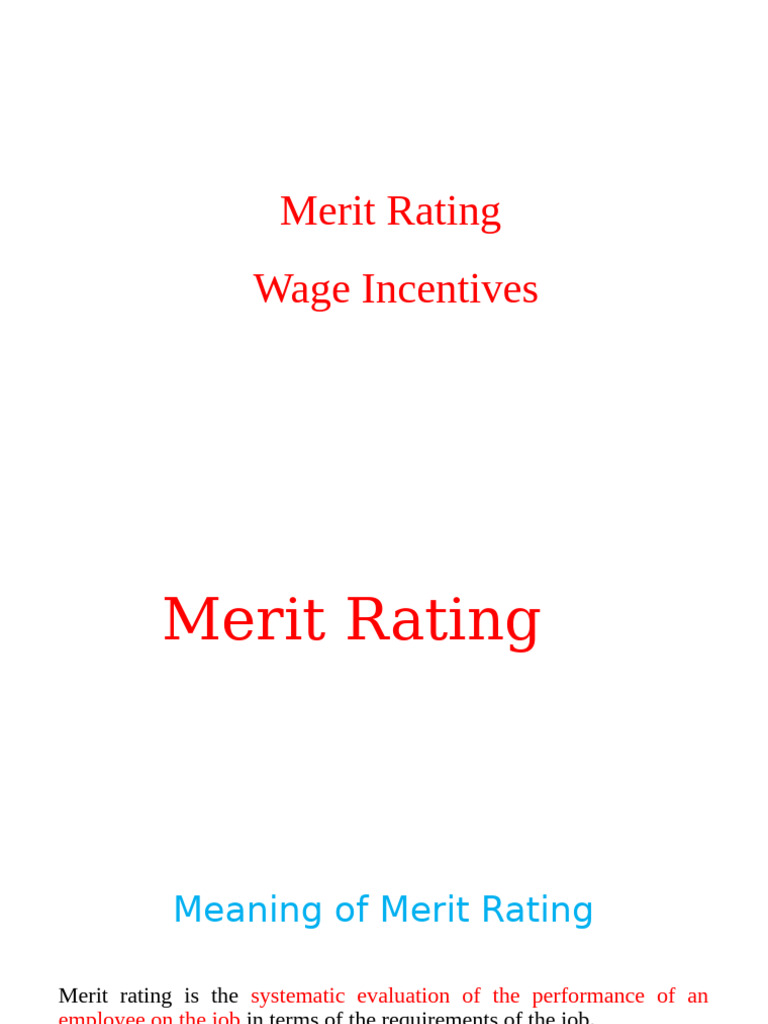 Understanding Merit Rating Methods | PDF | Piece Work | Performance ...