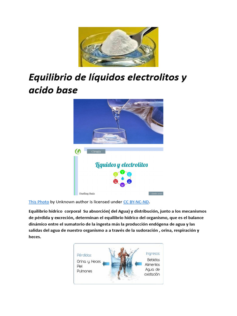 Equilibrio de líquidos electrolitos y acido base | PDF | Agua | Excreción