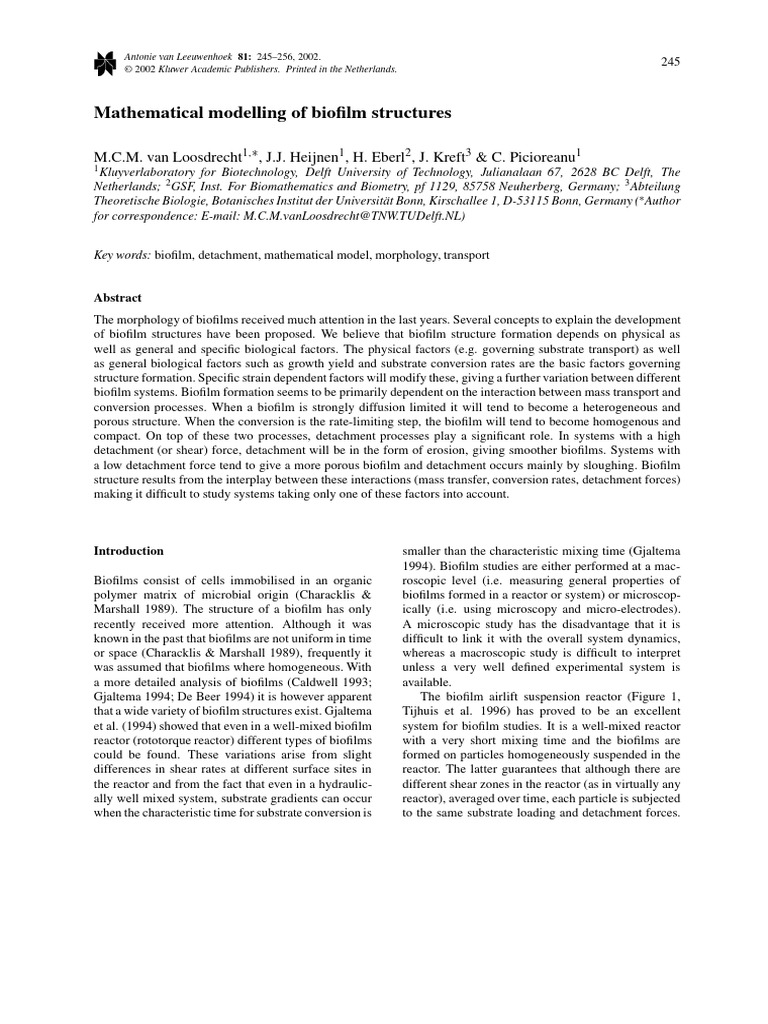 Van Loos DR Echt 2002 | PDF | Diffusion | Biofilm